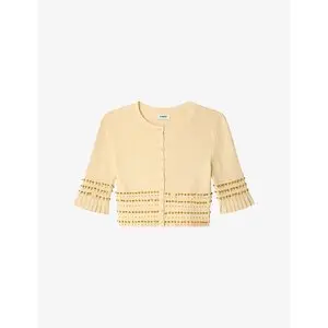 Sandro Cropped Bead-embellished Knitted Cardigan - Vanilla