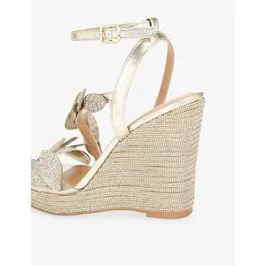 Carvela Eleganza Faux-leather Wedge Sandals With Embellishments