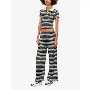 THE COUTURE CLUB Striped Jersey Polo Top