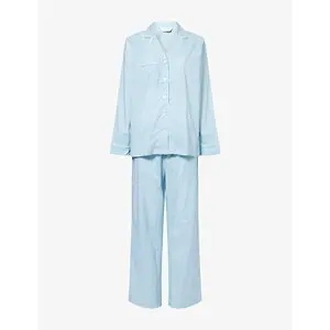 Derek Rose London Geo-print Cotton Pyjama Set - Blue