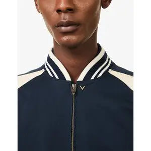 Valentino Garavani Contrast-stripe Zip-up Cotton Bomber Jacket