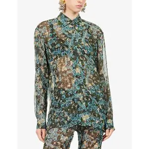 Dries Van Noten Floral-print Pleated Woven Shirt