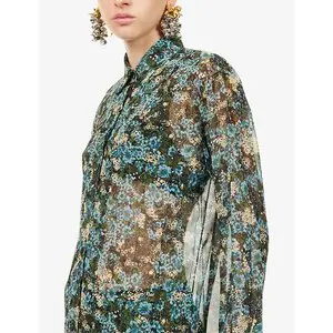 Dries Van Noten Floral-print Pleated Woven Shirt