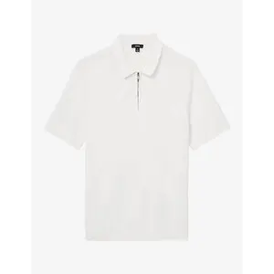 REISS Leigham Short-sleeved Cotton-blend Polo Shirt - White