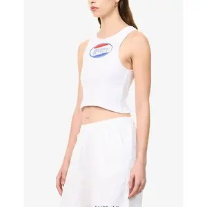 SPORTY & RICH Britney Logo-print Cotton Tank Top