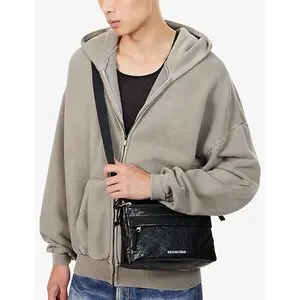 Balenciaga Explorer Double Pouch Leather Messenger Bag - Black