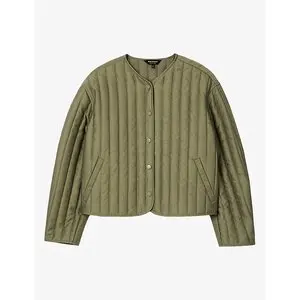 Whistles Quilted V-neck Jacket - Khaki/olive