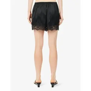 REFORMATION Lace-trim Satin Shorts - Black