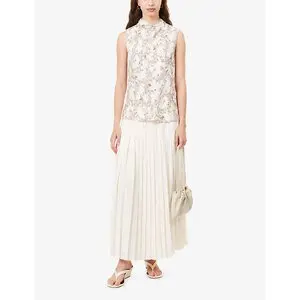 ME+EM Floral-print Sleeveless Silk Top