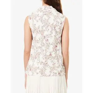 ME+EM Floral-print Sleeveless Silk Top