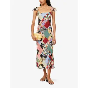 Rixo Adele Printed Silk Midi Dress