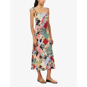 Rixo Adele Printed Silk Midi Dress