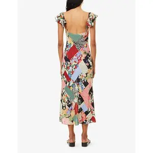 Rixo Adele Printed Silk Midi Dress