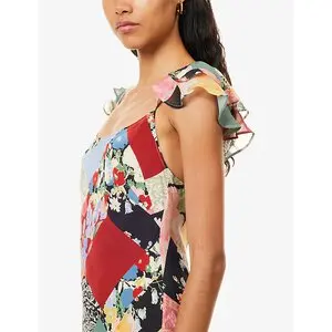 Rixo Adele Printed Silk Midi Dress