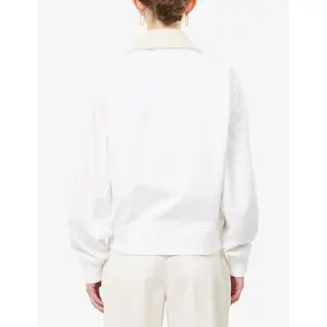 Bottega Veneta Cotton Bomber Jacket With Intrecciato Leather Collar