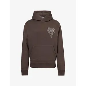 Amiri Lasso Embroidered Cotton-blend Hoody - Husk