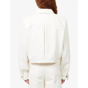 THE COUTURE CLUB Padded Shoulder Cotton Denim Jacket
