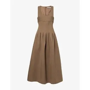 Oddmuse Cinched Cotton-blend Midi Dress