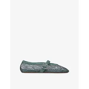 Alaïa Ballerina Mesh And Suede Ballet Flats - Teal