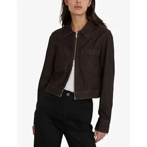 REISS Lotta Cropped Denim Jacket