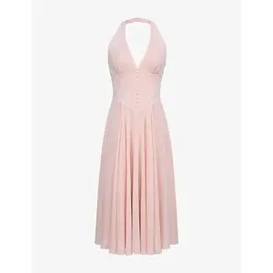 House Of Cb Lace-trimmed Georgette Dress - Pink