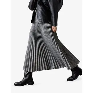 Whistles Checked Pleated Midi Skirt