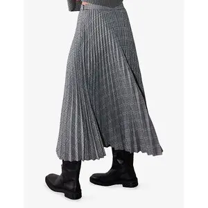 Whistles Checked Pleated Midi Skirt