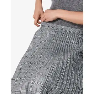 Whistles Checked Pleated Midi Skirt