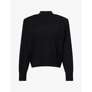THE FRANKIE SHOP Padded Shoulder Wool-blend Jumper - Black