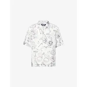 Jacquemus La Cocktail Short-sleeve Linen-blend Shirt - Off-white/bla
