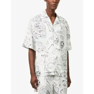 Jacquemus La Cocktail Short-sleeve Linen-blend Shirt - Off-white/bla