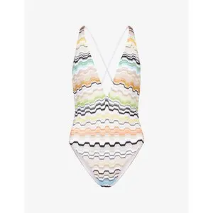 Missoni Missoni V-Neck Cross-Back Knitted Swimsuit Smsnp-multicolor