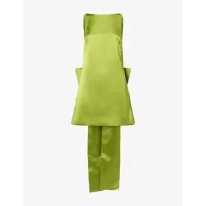 SELF-PORTRAIT Satin Mini Dress With Oversized Bow