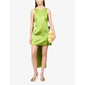SELF-PORTRAIT Satin Mini Dress With Oversized Bow