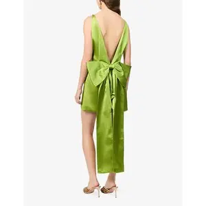 SELF-PORTRAIT Satin Mini Dress With Oversized Bow