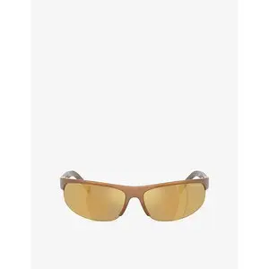 Miu Miu Mu A02sf Oval-frame Injected Sunglasses - Brown