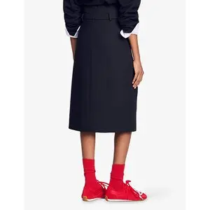 Sandro Mid-rise Split-hem Wool Midi Skirt
