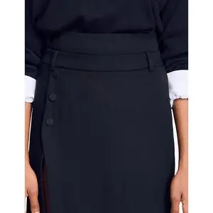 Sandro Mid-rise Split-hem Wool Midi Skirt