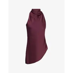 Veronica Beard Radford Asymmetric-hem Satin Top