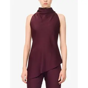 Veronica Beard Radford Asymmetric-hem Satin Top