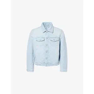 Casablanca Monogram-print Embroidered Denim Jacket - Blue