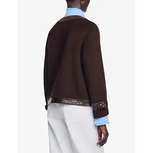 Sandro Buckle-embellished Leather-trimmed Wool-blend Jacket