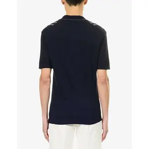 Orlebar Brown Horton Contrast-stripe Silk-blend Polo Shirt - Night Iris/white Sand