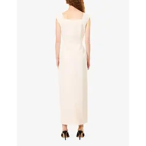 Mona Alshebil Sleeveless Button-front Crepe Maxi Dress