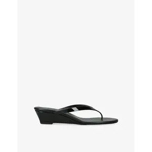 Christopher Esber Patent Leather Wedge Sandals - Black