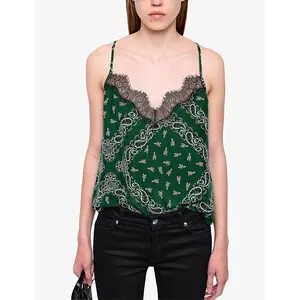 Zadig&Voltaire Cespa V-neck Graphic-print Silk Cami
