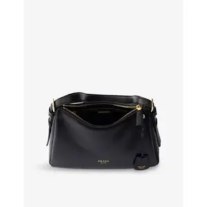 Prada Aimée Medium Leather Shoulder Bag - Black
