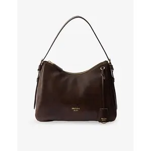 Prada Aimée Medium Leather Shoulder Bag - Brown