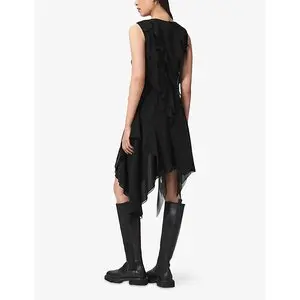 ALLSAINTS Angie Frill-detail Woven Mini Dress