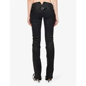 DILARA FINDIKOGLU Waxed-cotton Jeans With Button Embellishments And Lacing